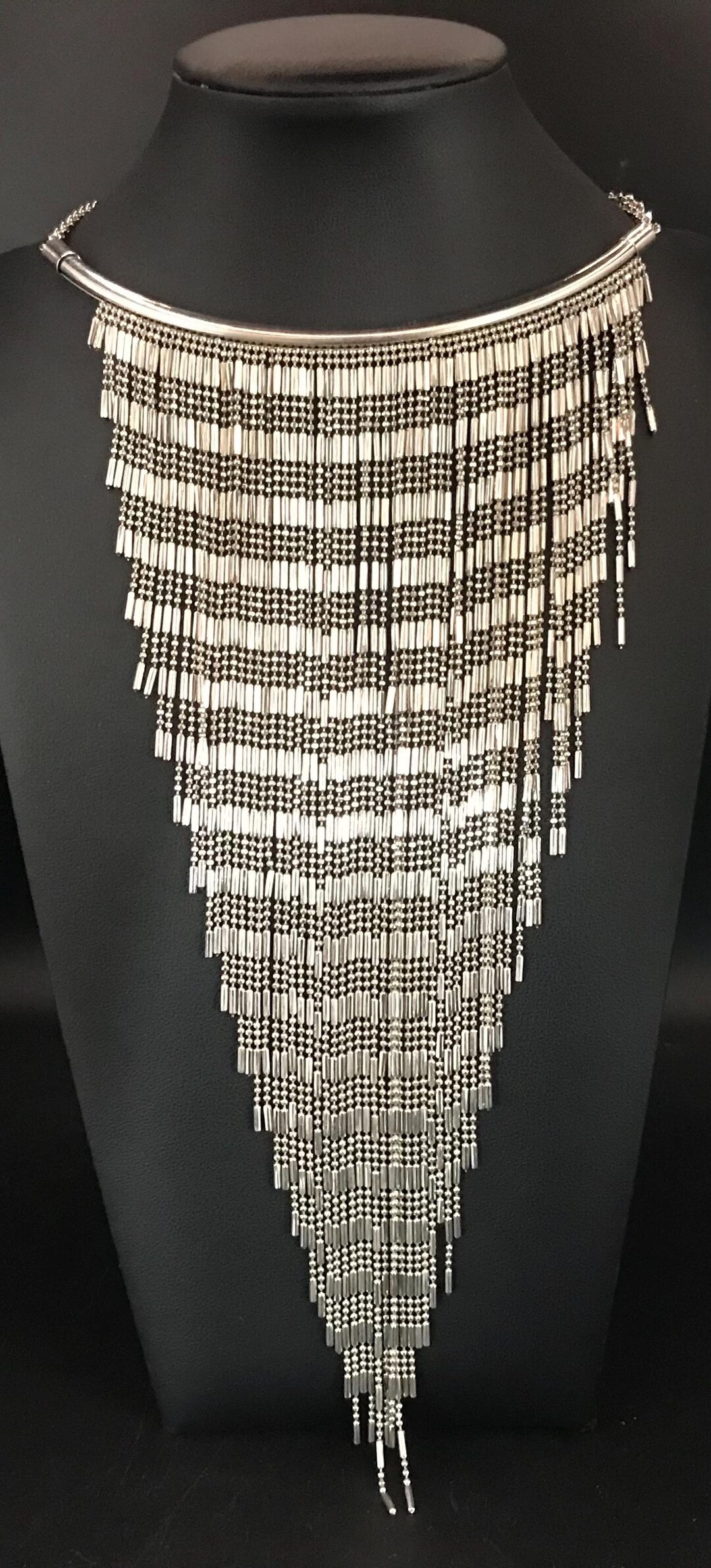 Vintage Very Long Silver Tone Statement Tassel Necklace - Etsy