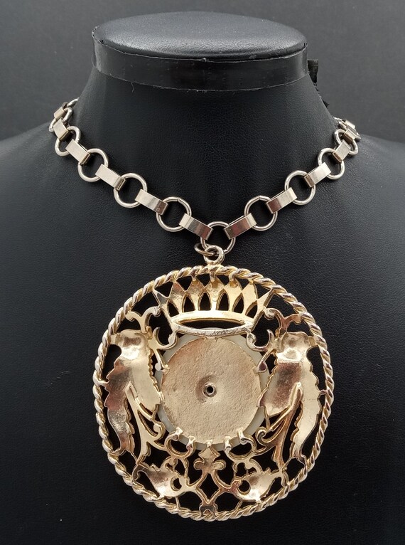Vintage Heraldic Crown Bird Coat Of Arms Pendant Neck… - Gem