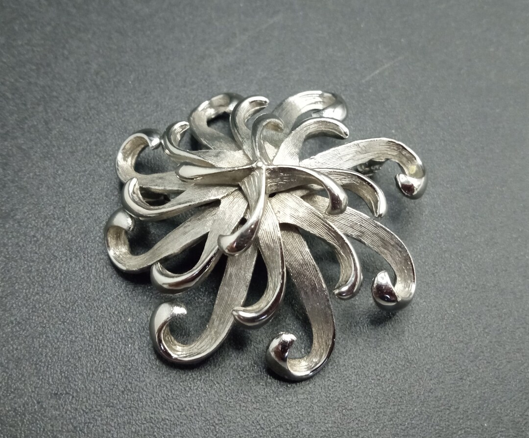 BSK Vintage Designer Signed Silver Tone Brooch Pin, 1950's 1960's ...