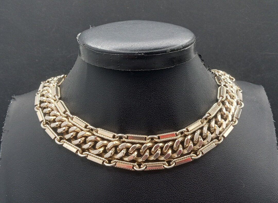 Kafin New York Vintage Chunky Chain Choker Necklace, 1950's 1960's ...