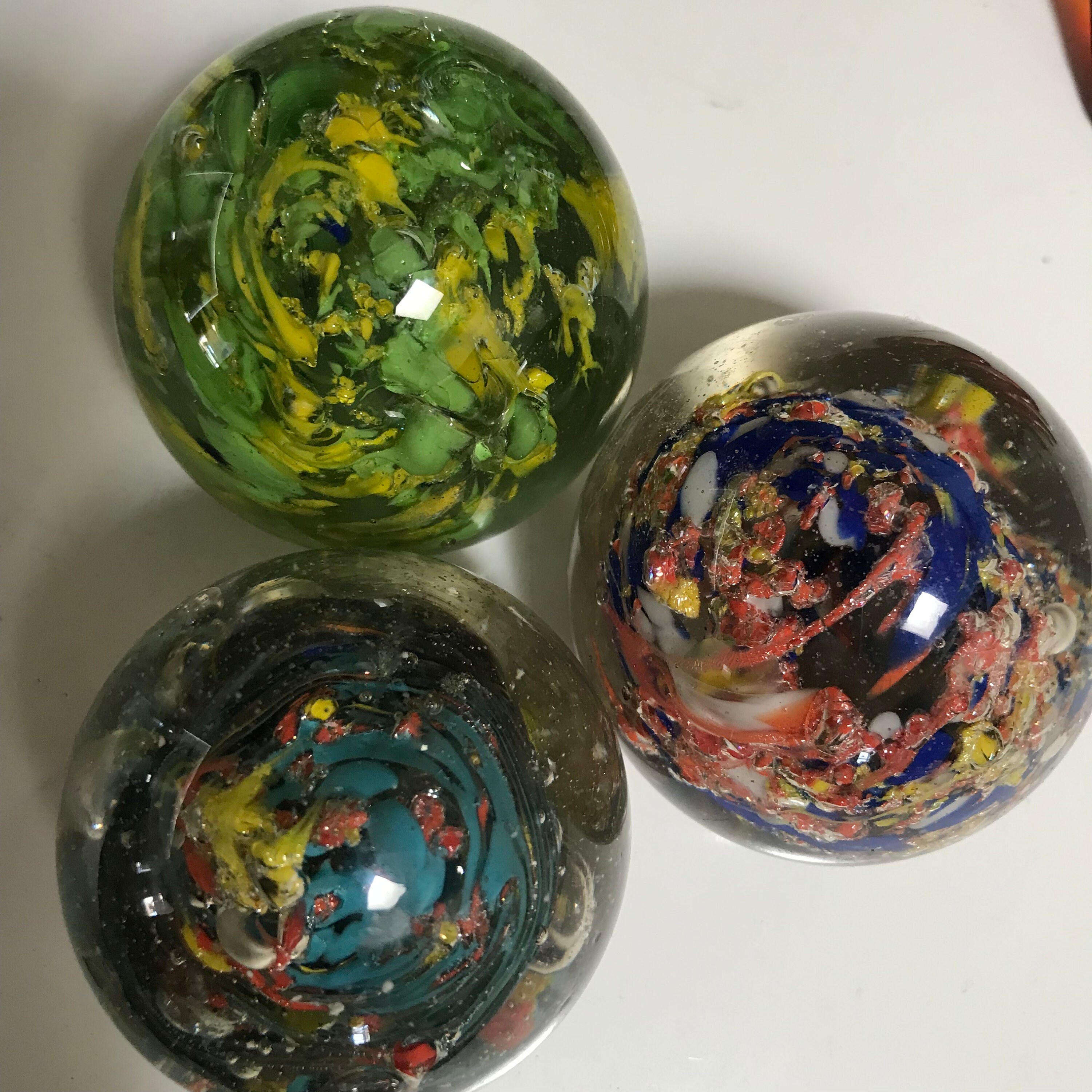 Set of 3 Paperweights, Collectible Paperweight, Vintage Desk Office ...