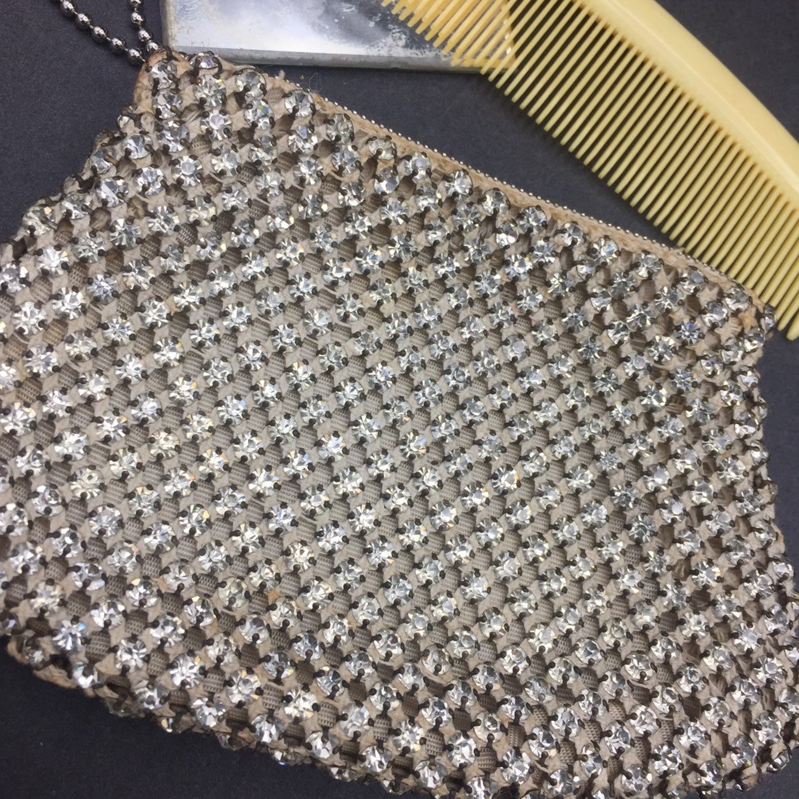 1930s 1940s Art Deco Era Rhinestone Coin Purse Mirror & Comb - Etsy