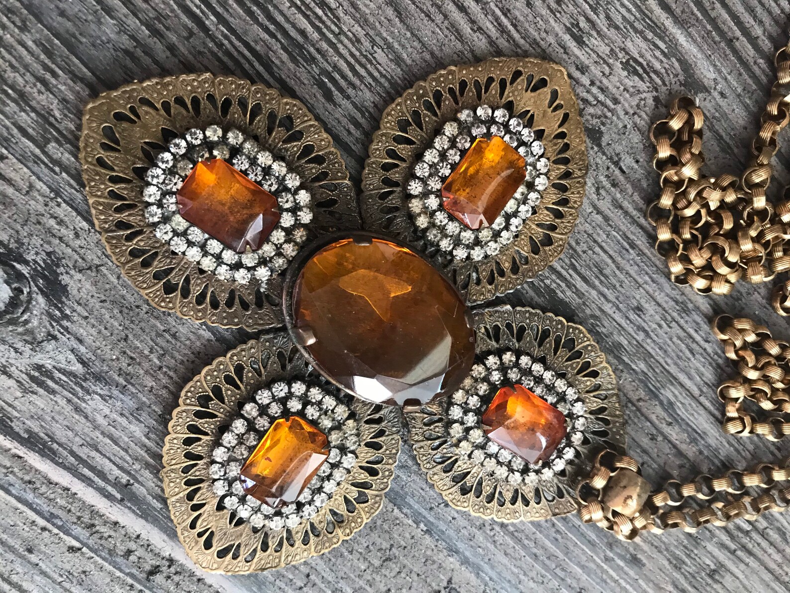 Darren Manus....nyc Designer Huge Rhinestone Glass Large Pendant Long ...