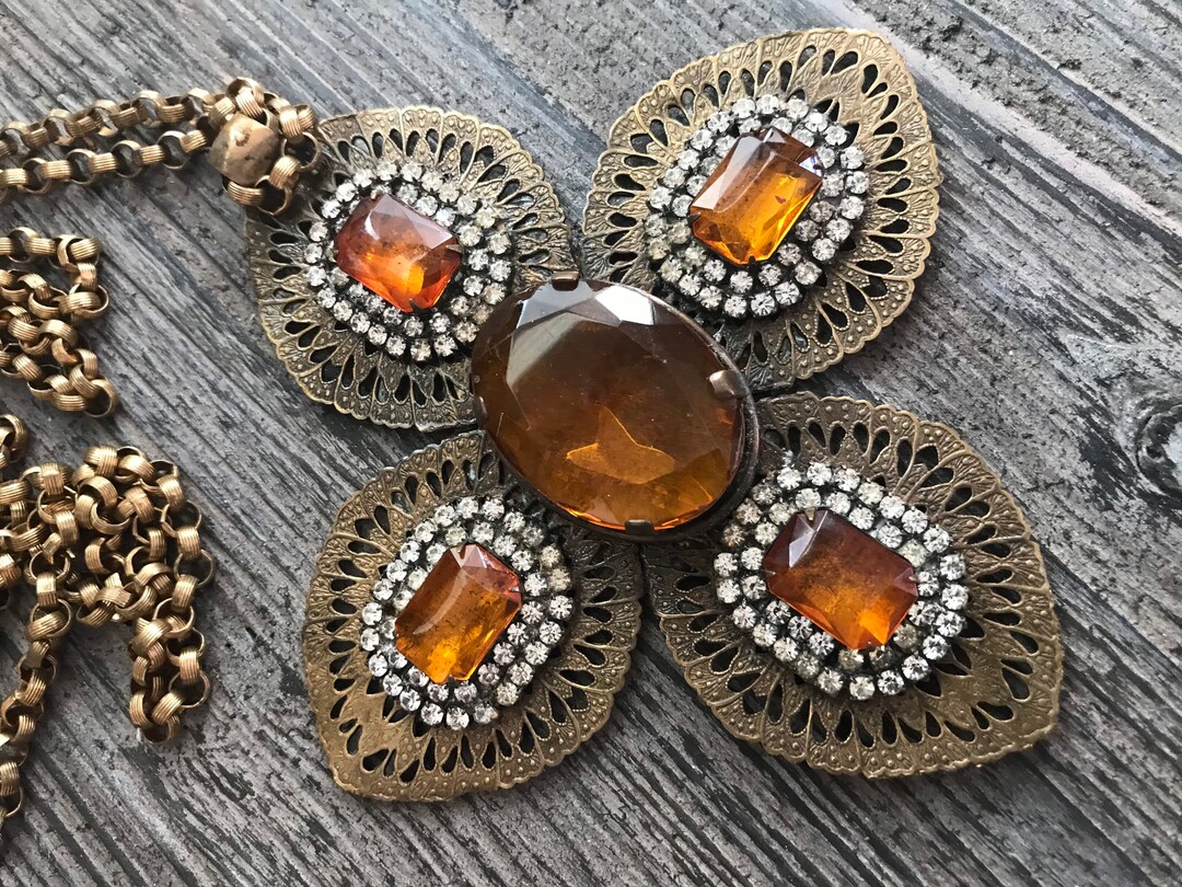 Darren Manus....nyc Designer Huge Rhinestone Glass Large Pendant Long ...