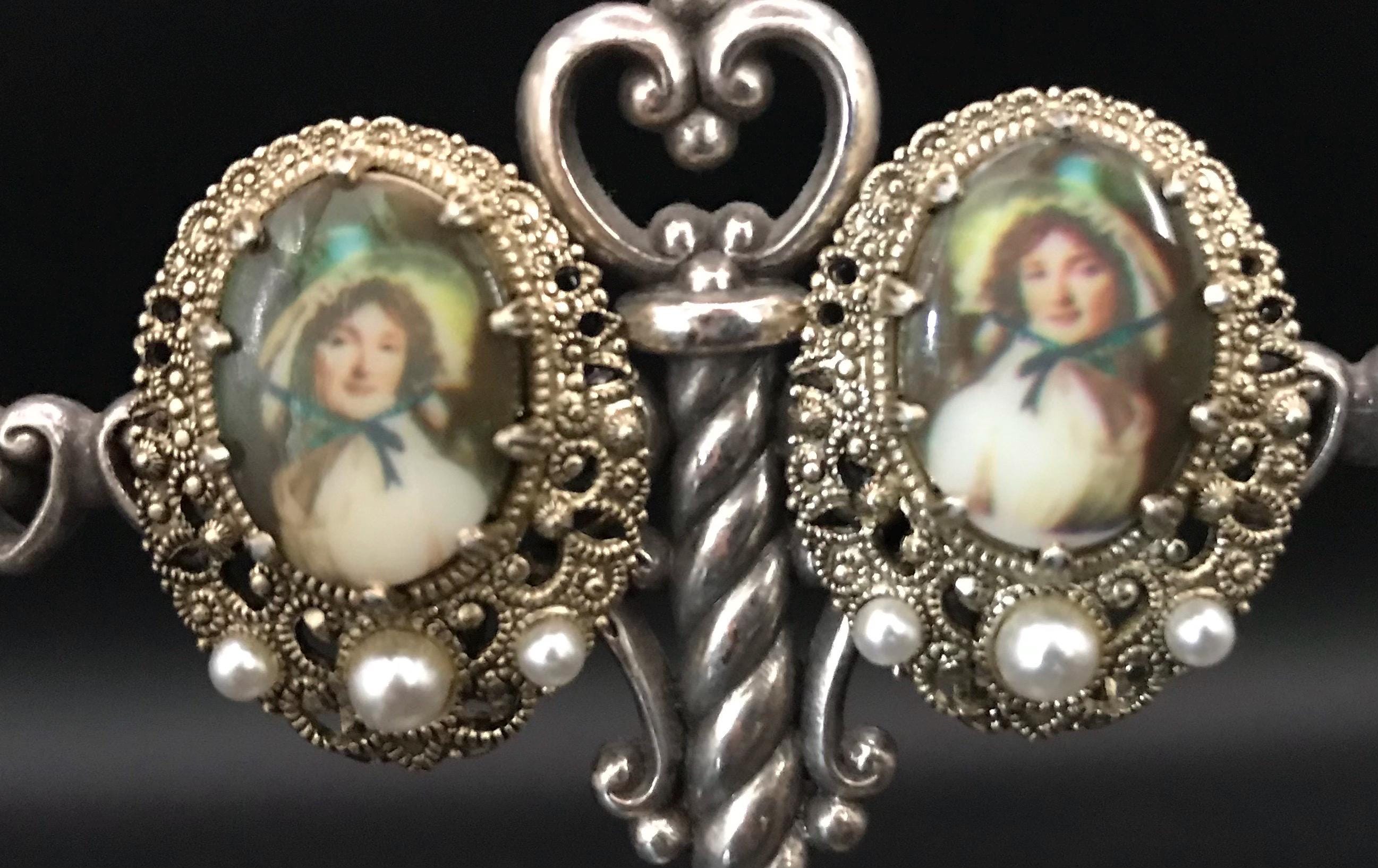 Vintage Signed Germany Lady Face Cameo Brooch Pin & Clip on Earrings ...