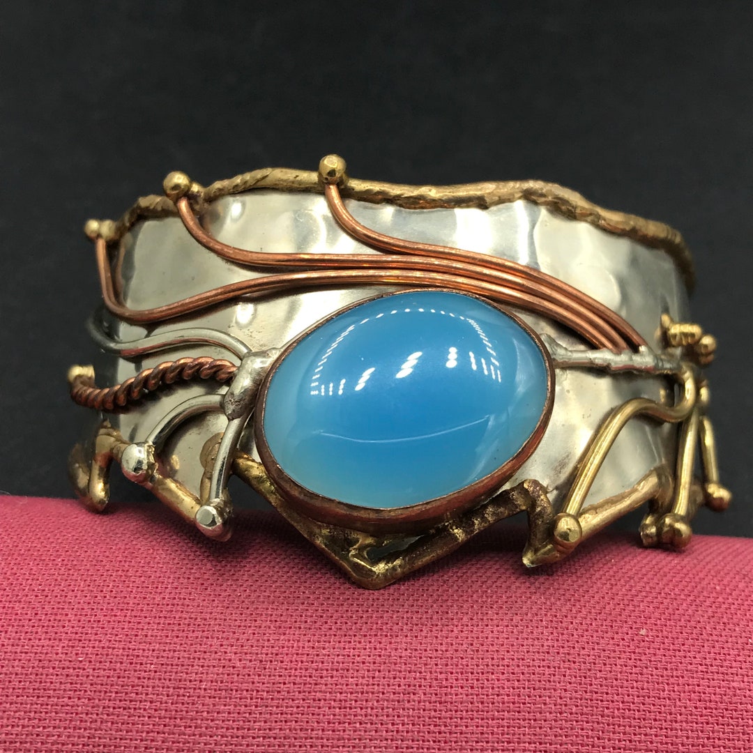 Vintage Stone Cuff Bracelet - Etsy