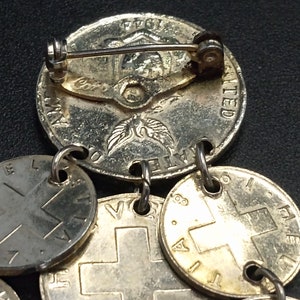 Vintage Shield Heraldic Dangle Brooch Pin, 1950's 1960's Coin Jewelry ...