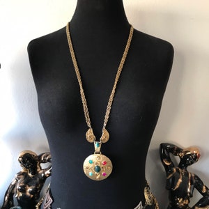 Designer Signed Julio Marsella Etruscan Long Chain Necklace & Large ...