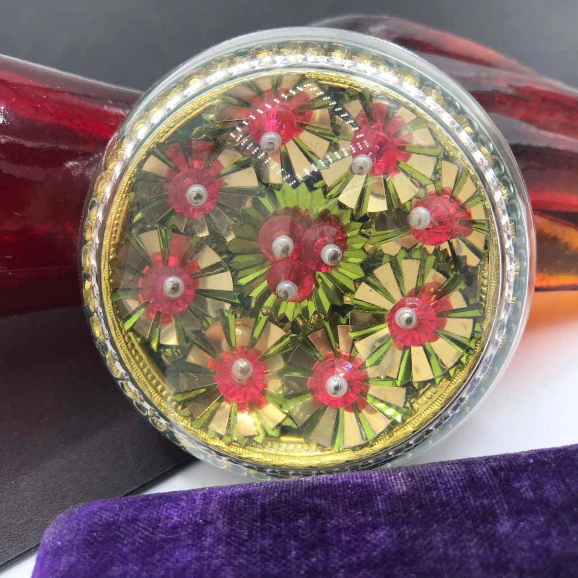 Vintage Glass Floral Paperweight 1960s Flower Collectible - Etsy