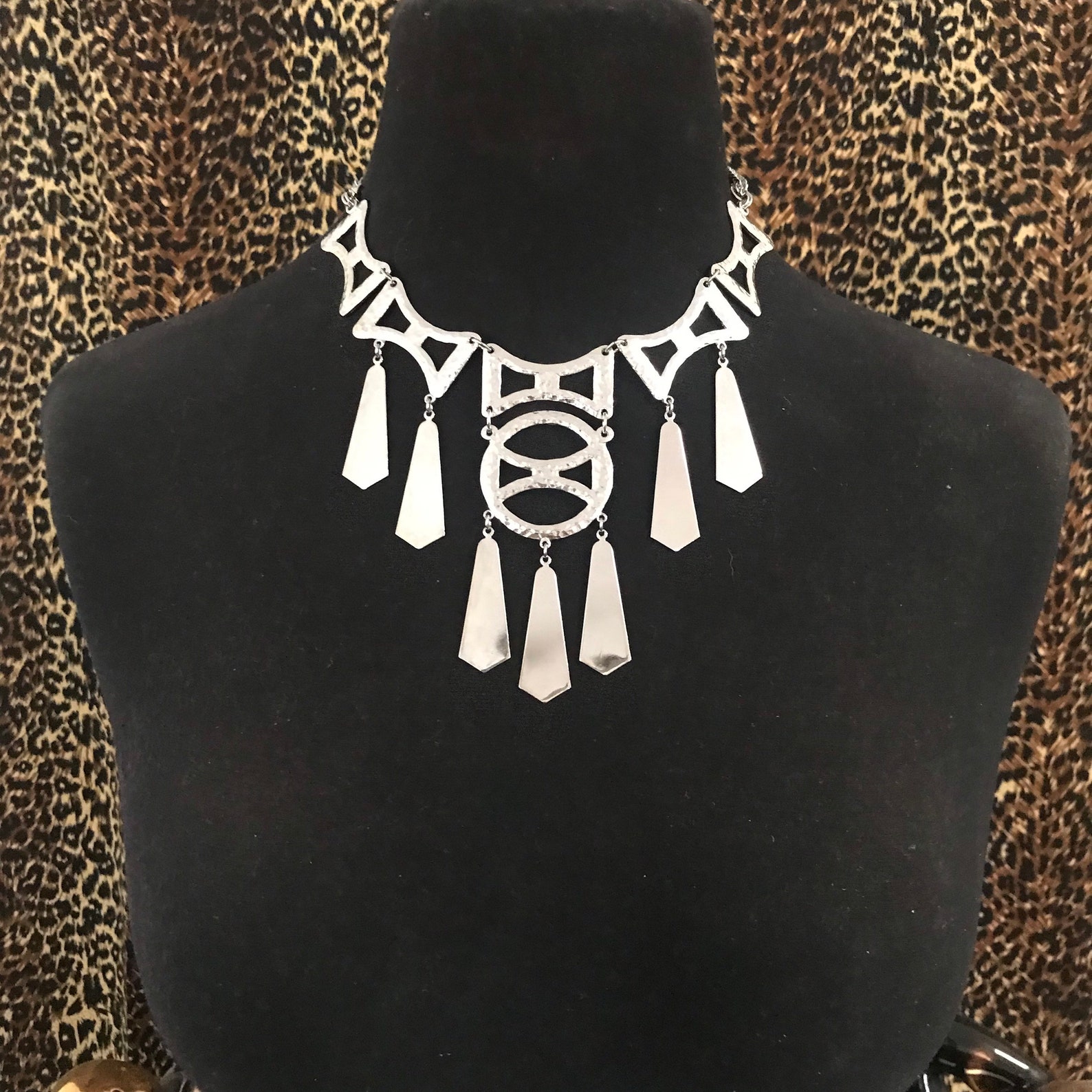 Vintage Statement Necklace Bib Tassel Fringe Runway Silver - Etsy