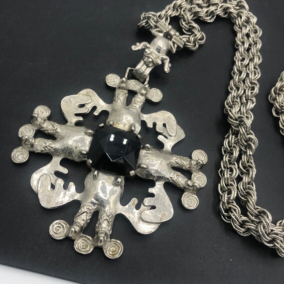 Vintage Aztec Medallion Medal, Large Statement Runway… - Gem