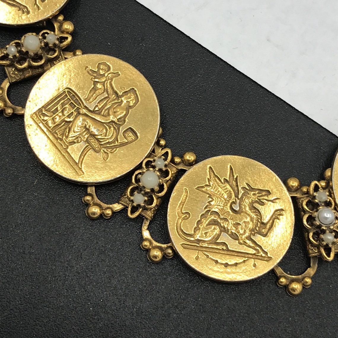 Dragon Bracelet Cherub Mid-century Collectible Chunky Wide - Etsy