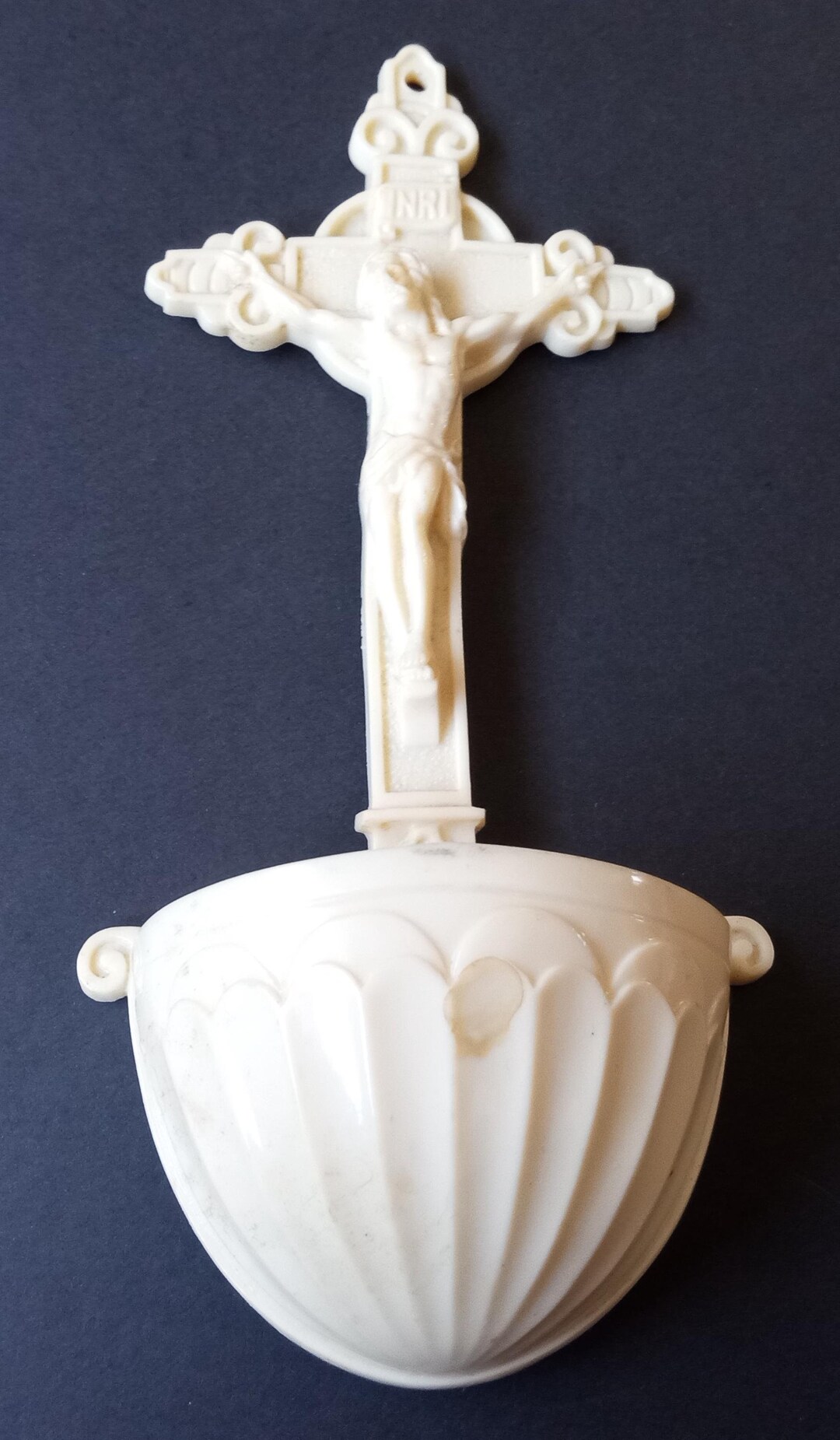 Vintage Plastic Religious Cross Holy Water Wall Hanging 1940's 1950's ...