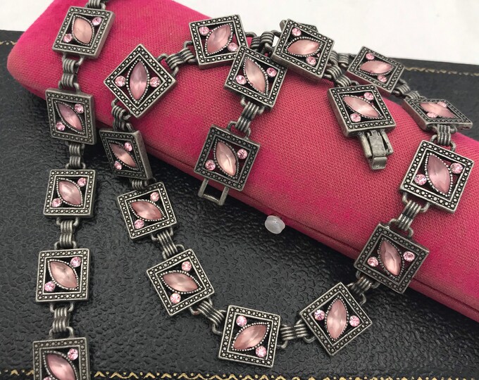 Vintage Jewelry Set, Pink Rhinestone, Necklace Earring Set, 1960s ...