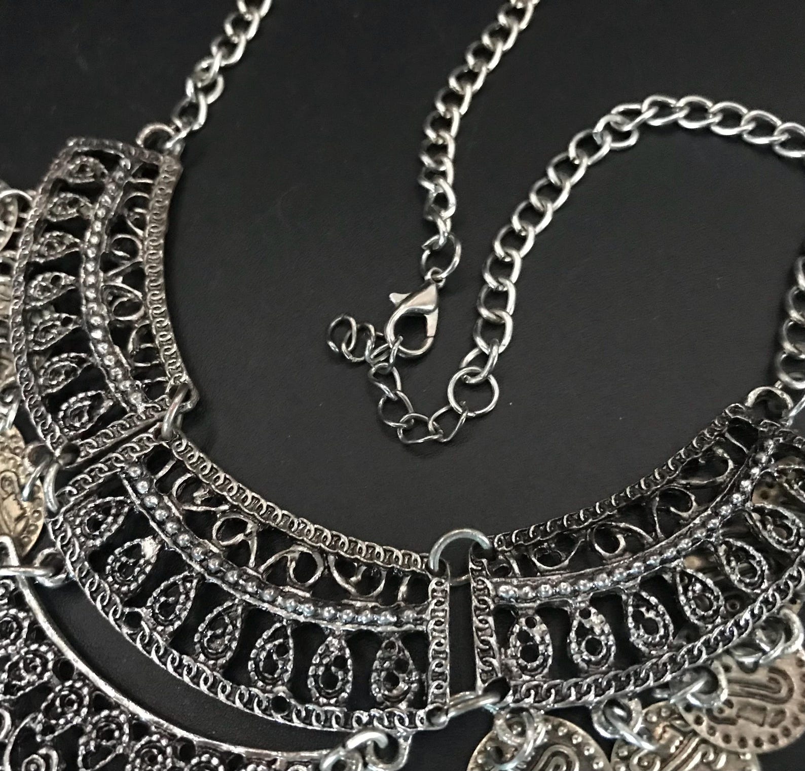 Vintage Silver Tone Coins Statement Pendant Necklace - Etsy