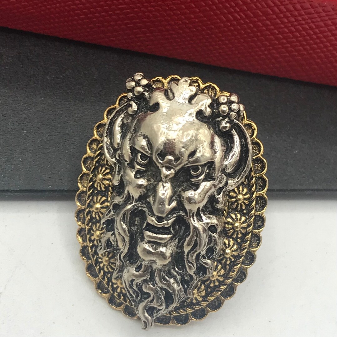 Vintage ART Face Pin, Bacchus Face Small Tie Tac Brooch, Norse God ...