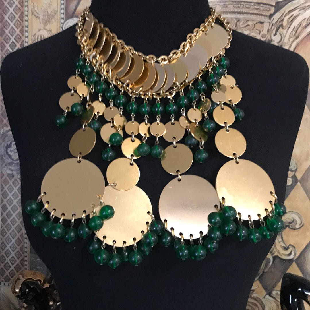 Huge Tassel Bib Necklace, Statement Jewelry, Gift Idea for Her, Runway ...