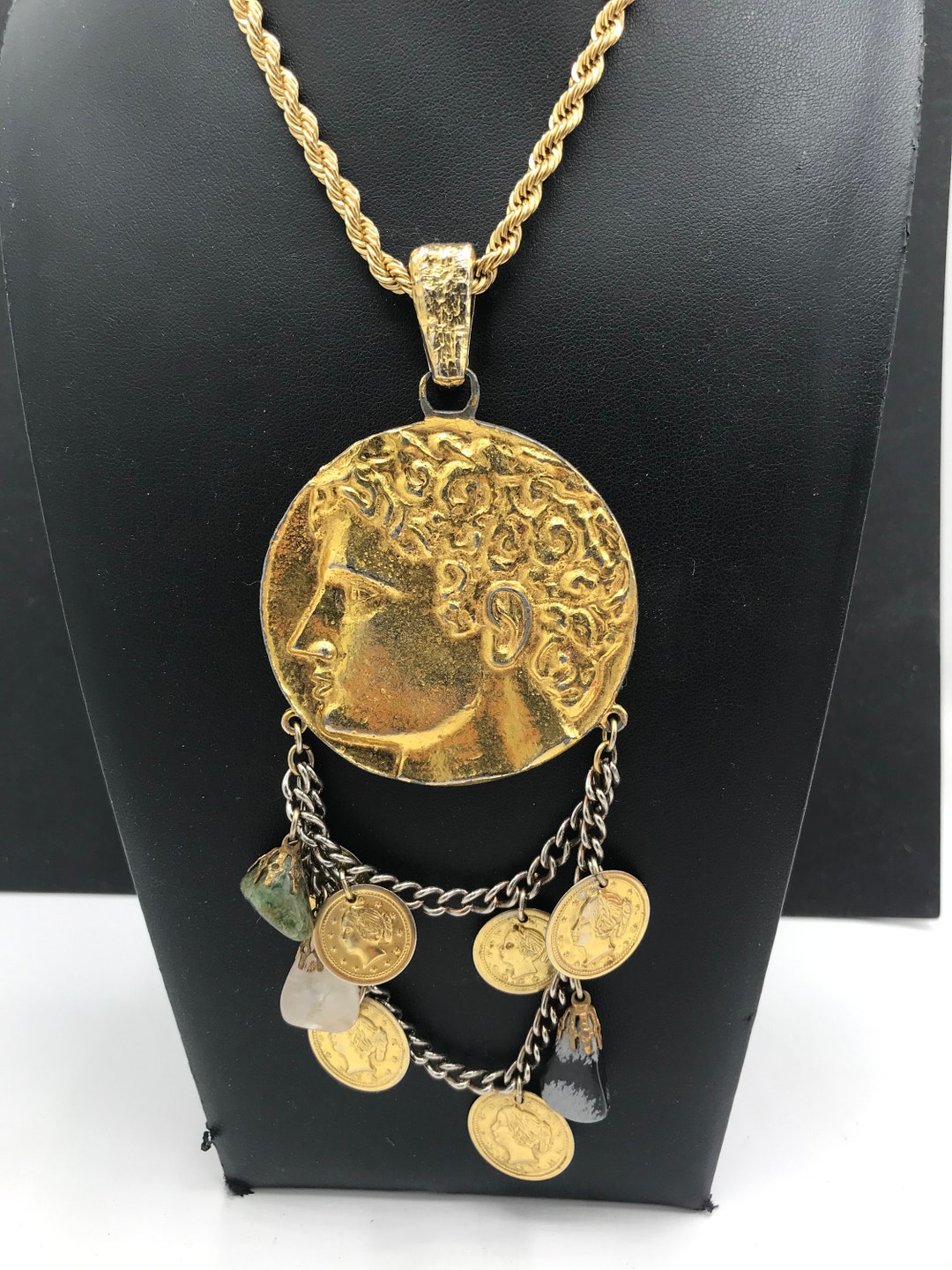 1970s Statement Coin Necklace, Roman Emperor Caesars Motif Large ...
