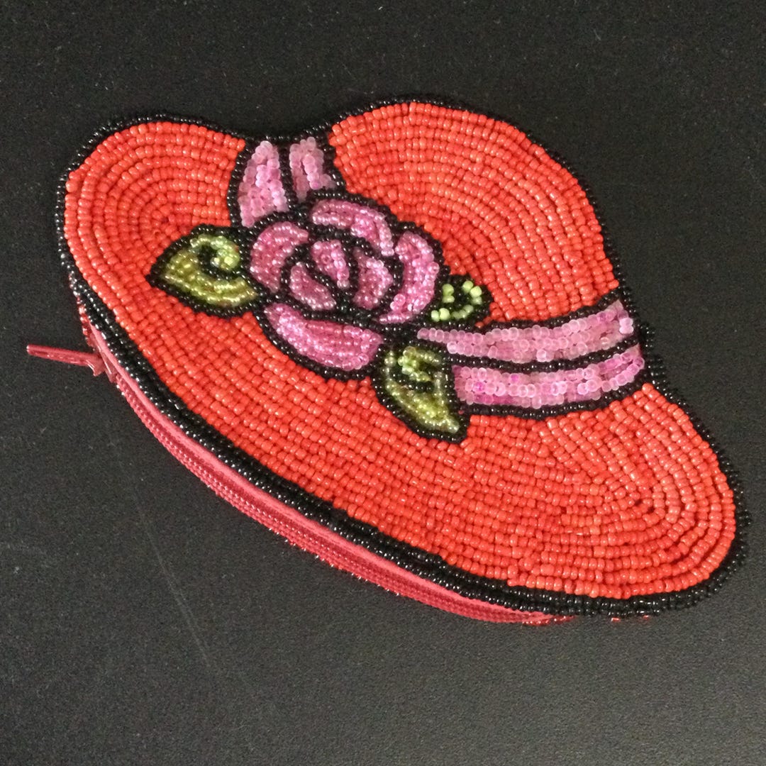 Vintage Red Hat Beaded Coin Purse - Etsy