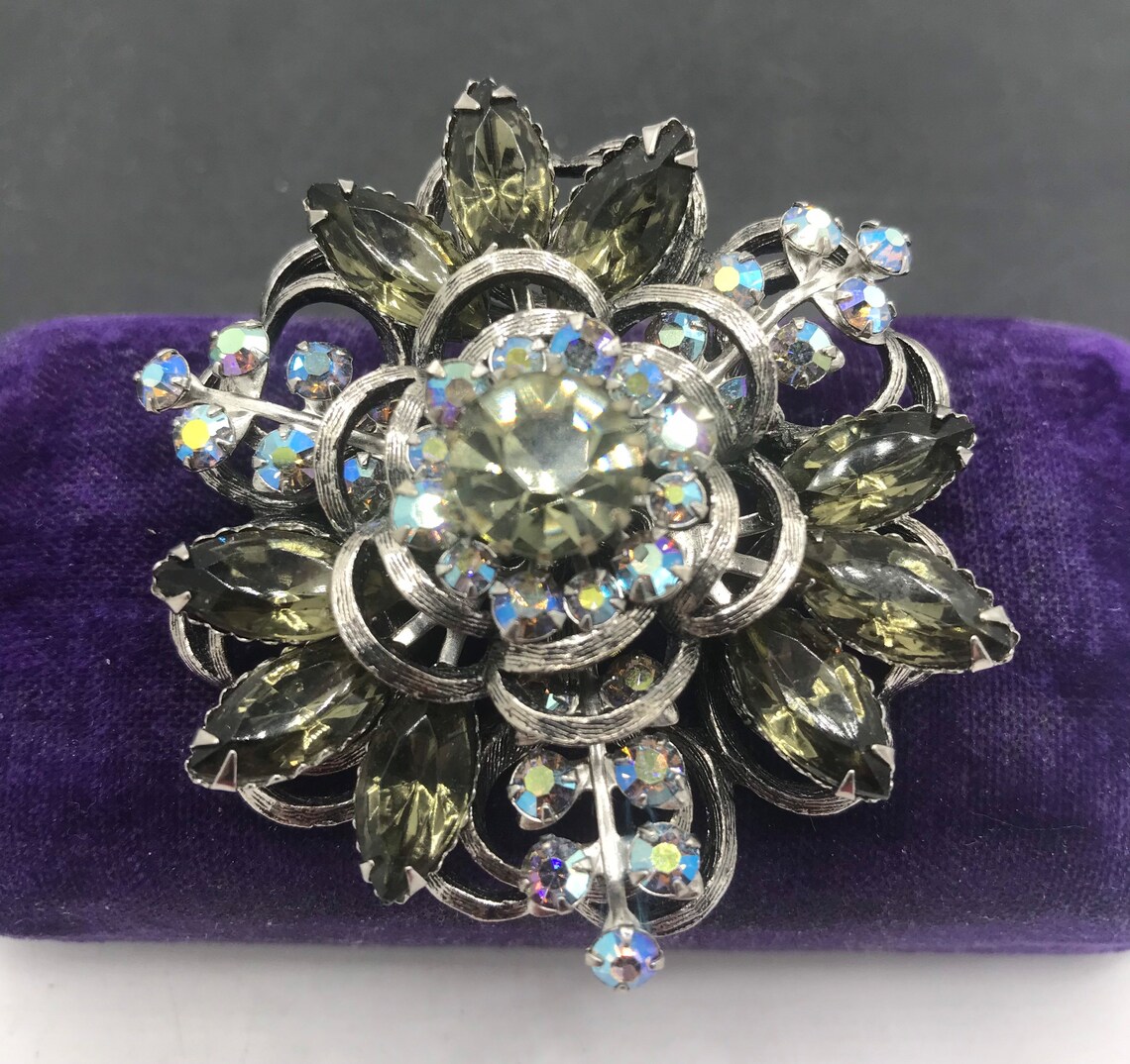 Selini Designer Signed Jewelry, Vintage Rhinestone Brooch, Collectible ...