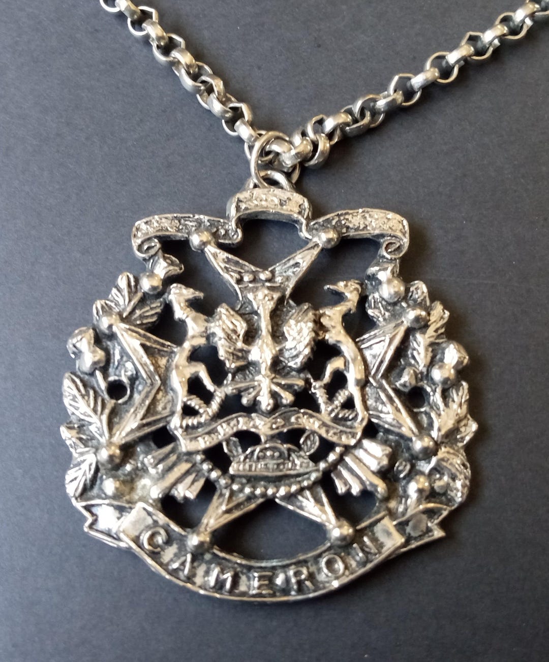 Vintage Cameron Heraldic Coat of Arms Pendant Necklace 1950's 1960's ...