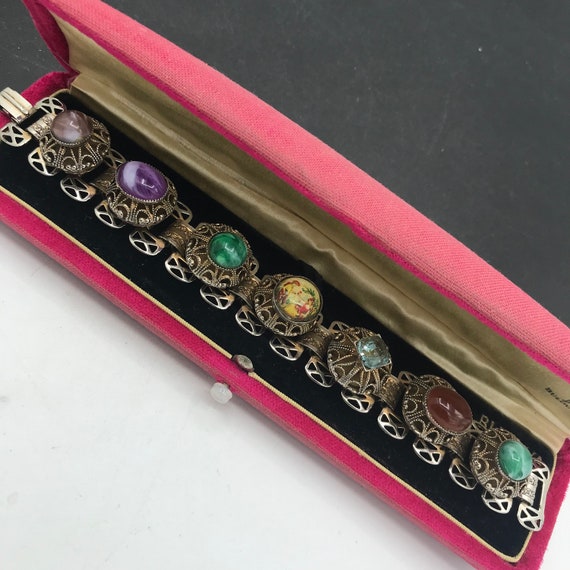 Vintage Victorian Lover's Chunky Wide Glass Stone Bra… - Gem