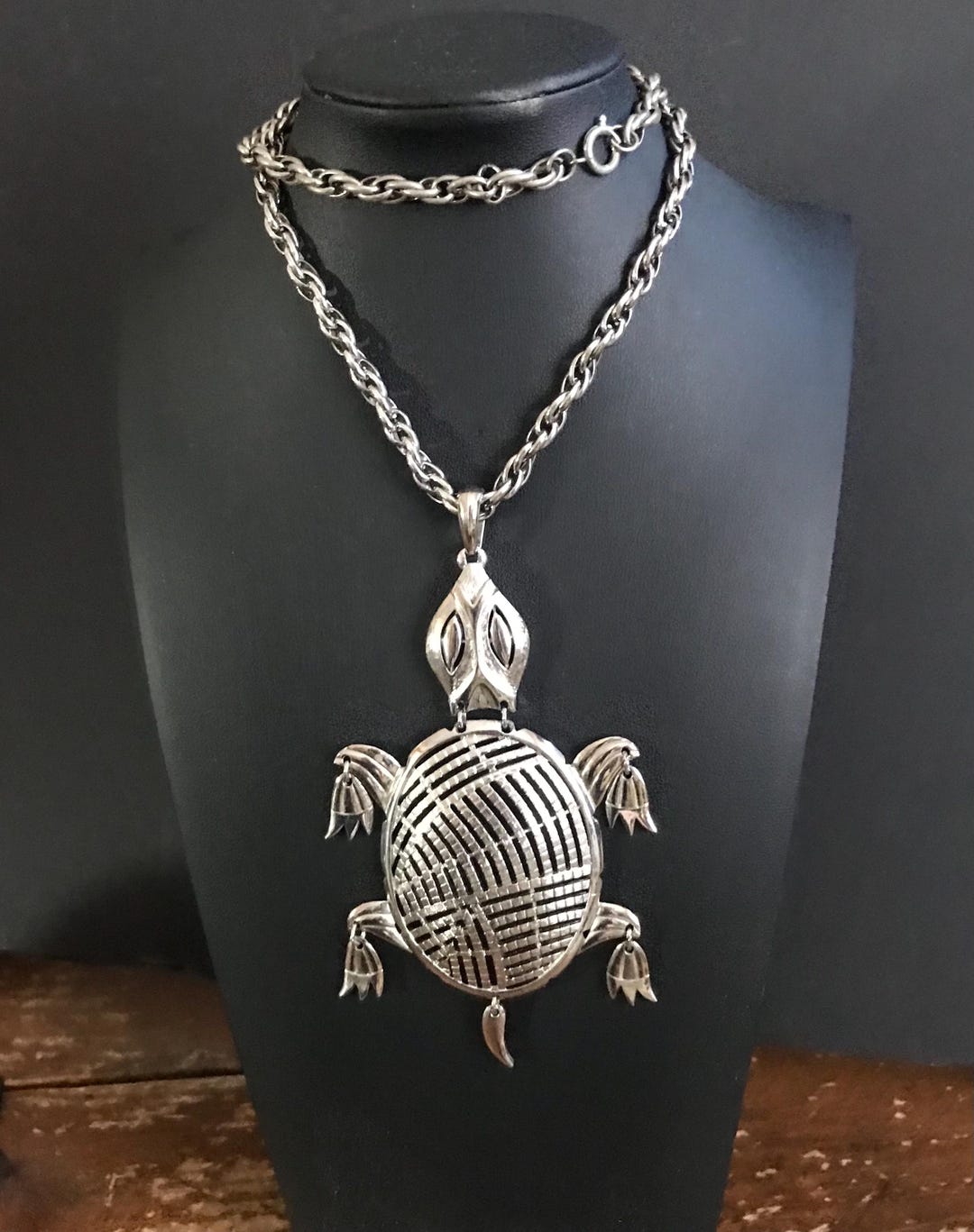 Vintage Large Turtle Necklace Mid Century Collectible Costume Jewelry ...