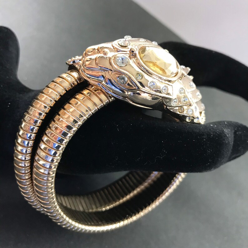 Vintage mythological snake creature rhinestone bangle bracelet | Etsy