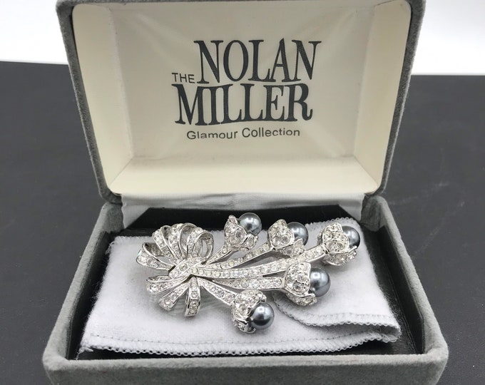 Nolan Miller Designer Signed Large Rhinestone Flower Brooch Pin ...