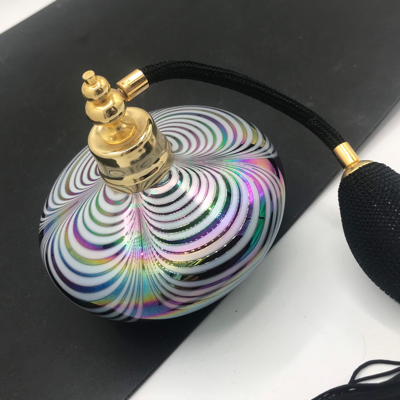 Vintage Perfume Bottle Aqua Glass Atomizer Hollywood - Etsy