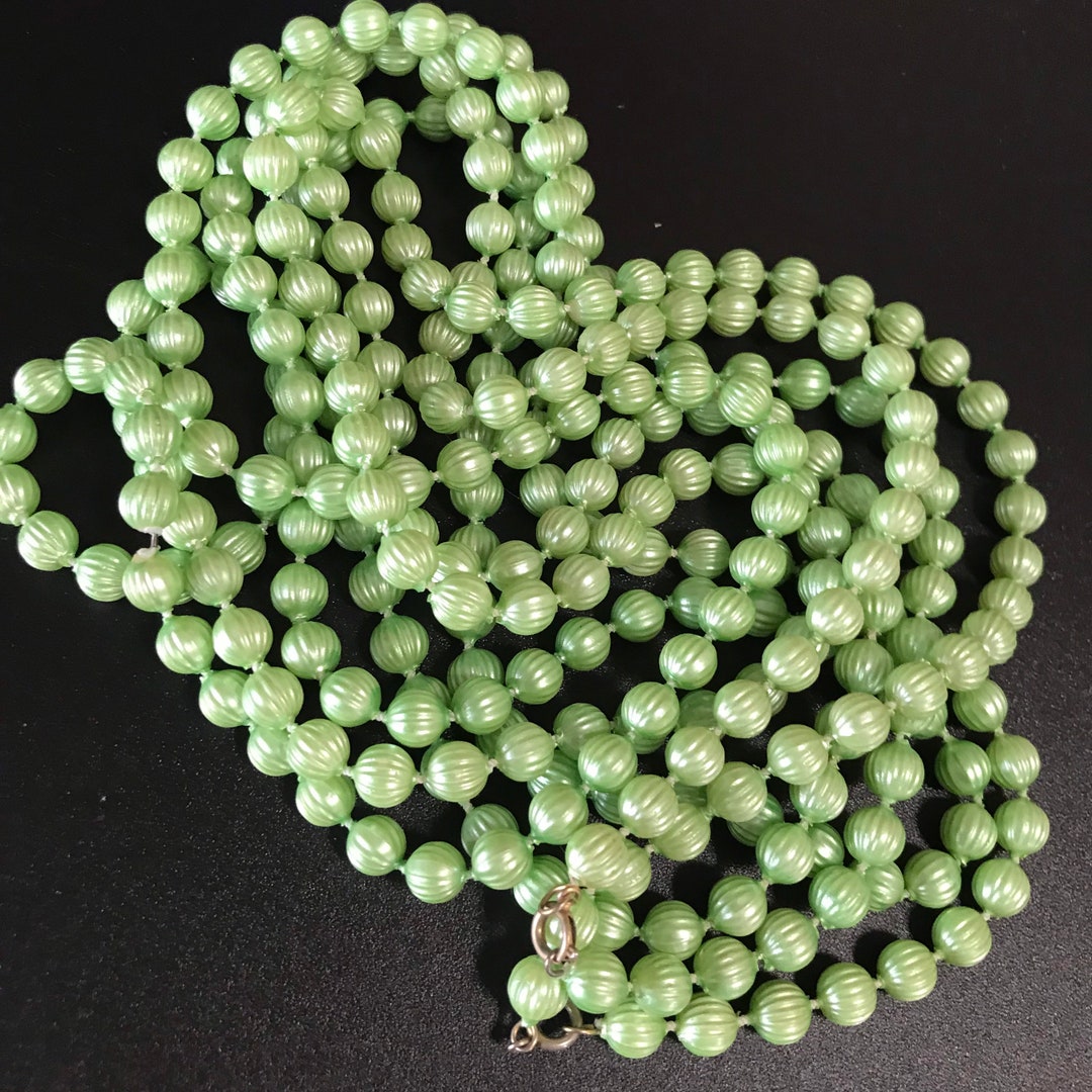 52 Inch Pretty Vintage Long Necklaces Set of 2 - Flapper Greene Beaded ...