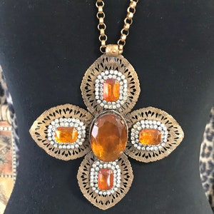 Darren Manus....nyc Designer Huge Rhinestone Glass Large Pendant Long ...