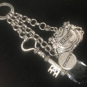 Chico's Long Silver Statement Necklace, Designer Signed Jewelry, Charm ...