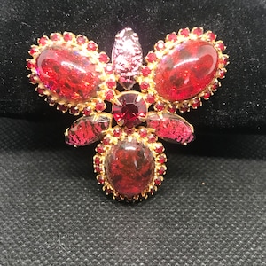 Vintage Red Rhinestone Brooch Pin 1950's 1960's - Etsy