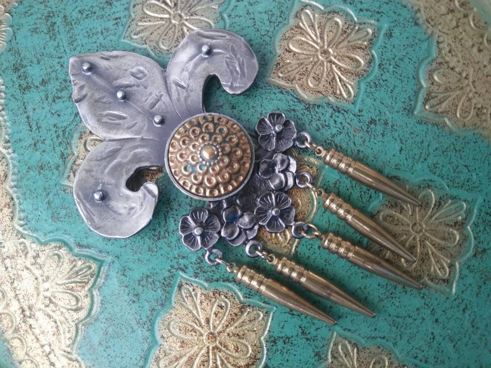 Robert Rose Brooch Pin Designer Signed Fleur-de-lis Tassel - Etsy