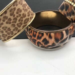 Set of 3 Animal Print Chunky Wide Bangle Cuff Bracelets, Vintage ...