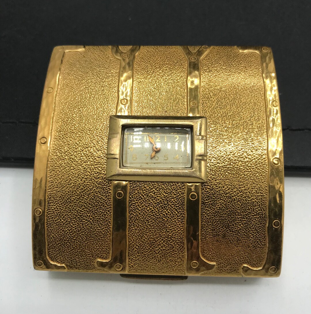 Vintage Compact Watch Case, Mid Century 1940's 1950's Art Deco Vanity ...