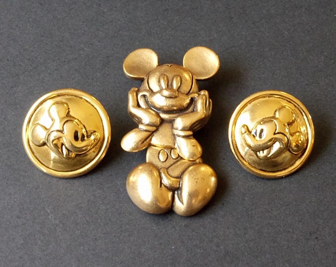 Disney Napier Vintage Articulated Mickey Mouse Brooch Pin & Pierced ...