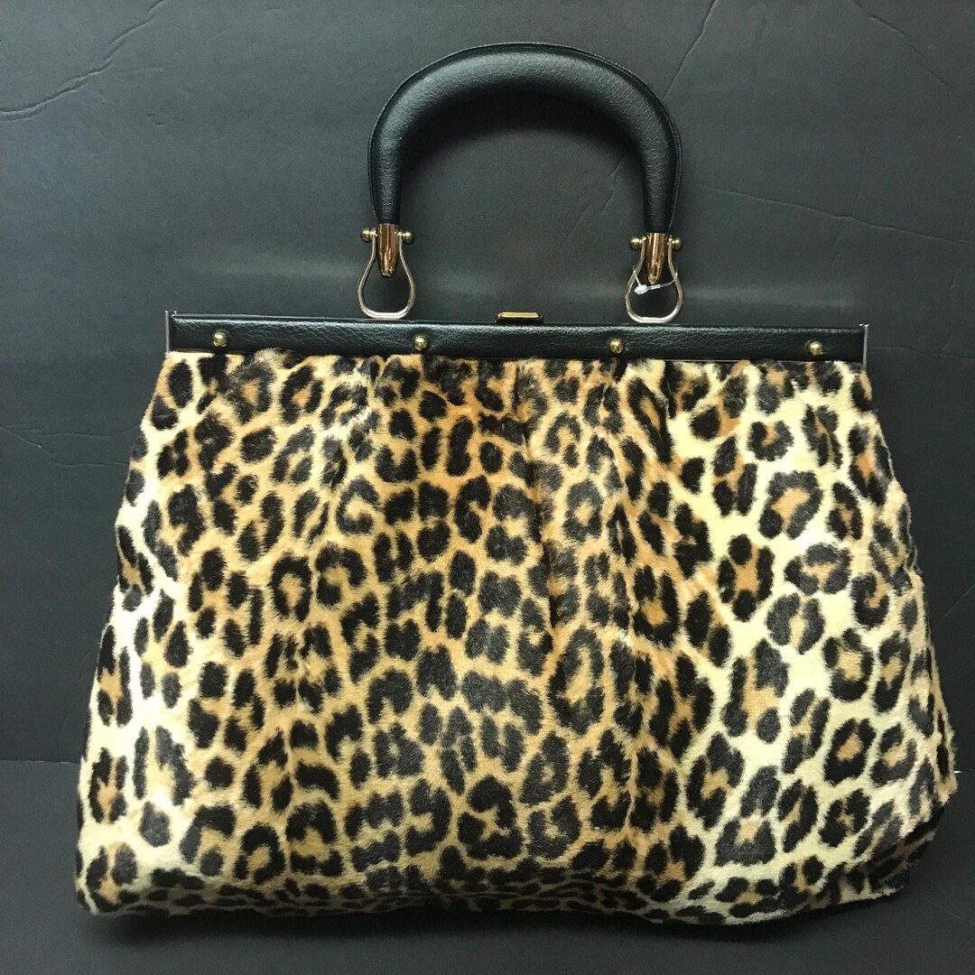 RONAY Leopard Purse MOD BEATNIK Vintage 1960s Cat Faux Fur Handbag ...