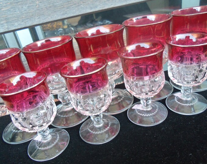 Vintage Cranberry Glasses Set of 9 Mid Century Modern Collectible ...