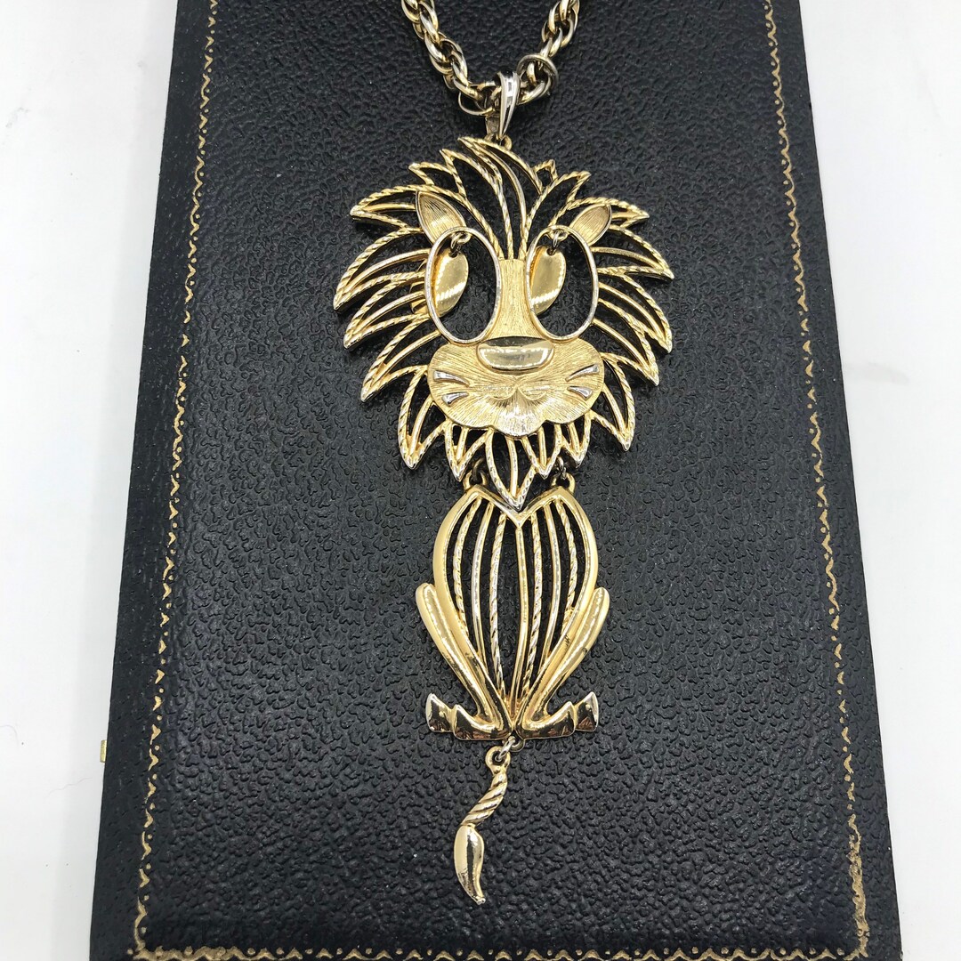 ALAN Signed Vintage Lion Pendant Necklace 1960s 1970s - Etsy
