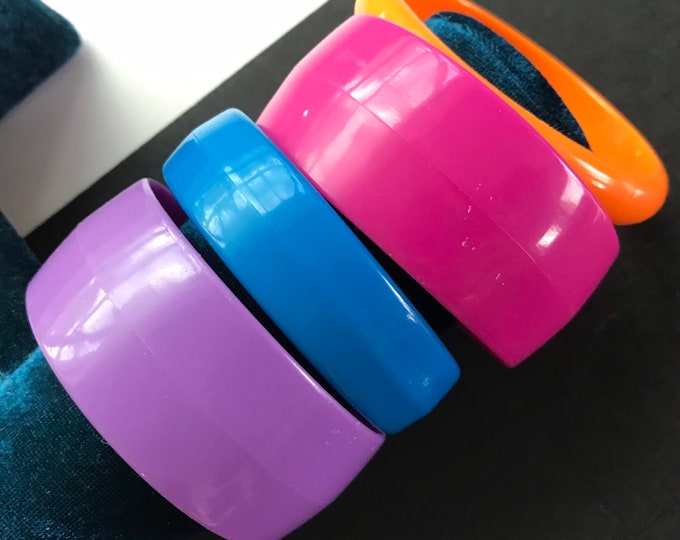 Vintage Pink Purple Blue Orange Plastic Bangle Lot, Vintage Jewelry Set ...