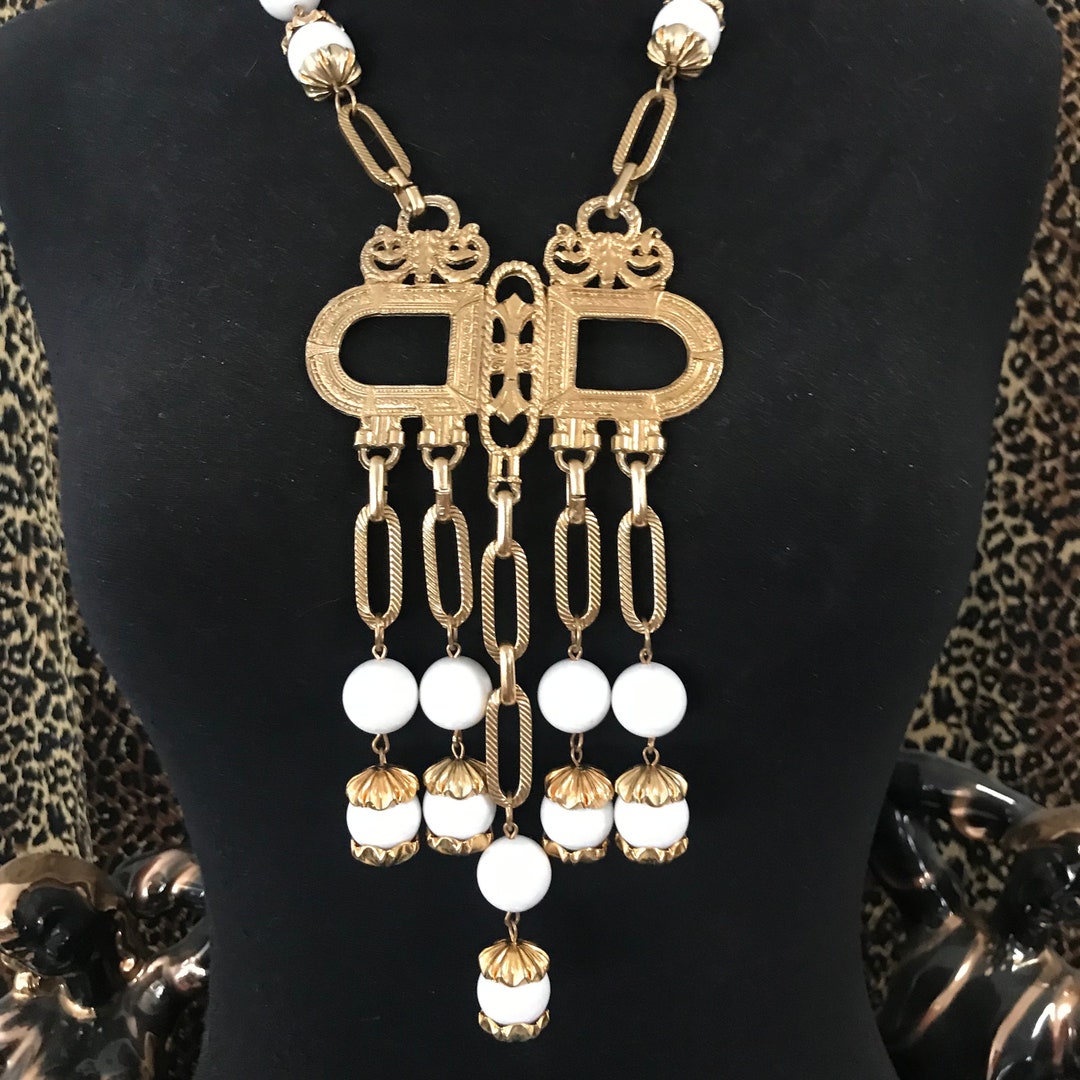 LA ROYALE Designer Signed Couture 1960s 1970s Tassel Pendant Necklace ...