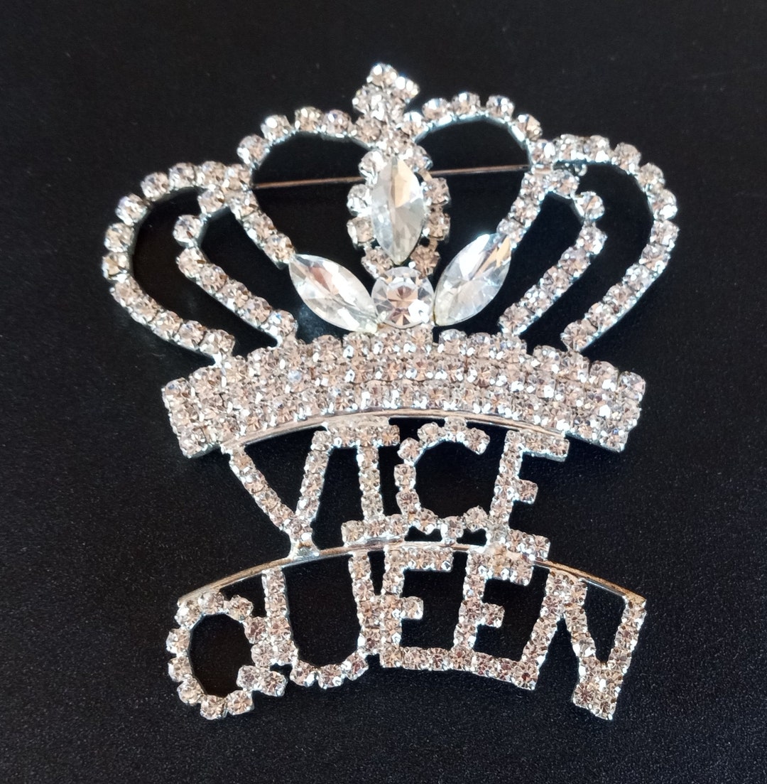 Vintage Very Large Rhinestone Vice Queen Brooch Pin - Etsy