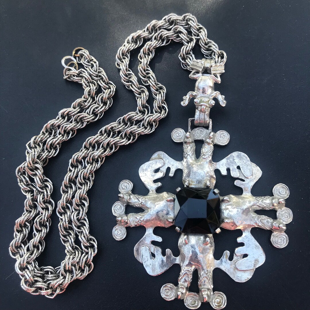 Vintage Aztec Medallion Medal, Large Statement Runway Brutalist ...