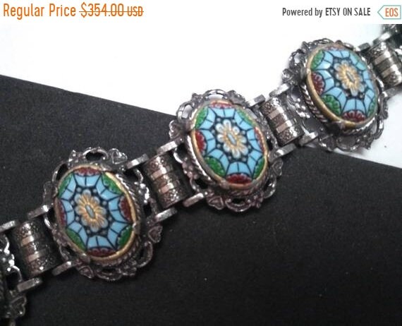 Vintage mosaic chunky bracelet mid-century high-end | Etsy