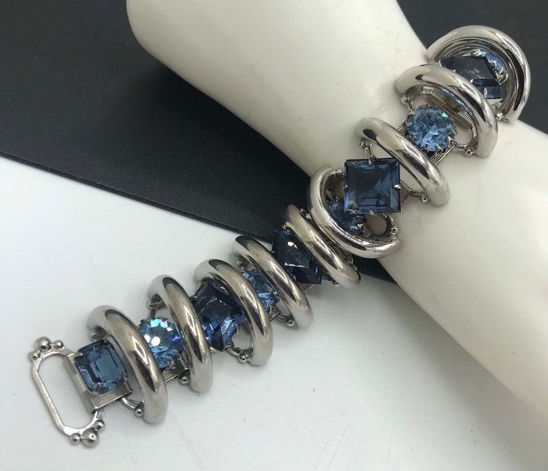 Cobalt Blue & Light Blue Rhinestone Art Deco Mid-century - Etsy