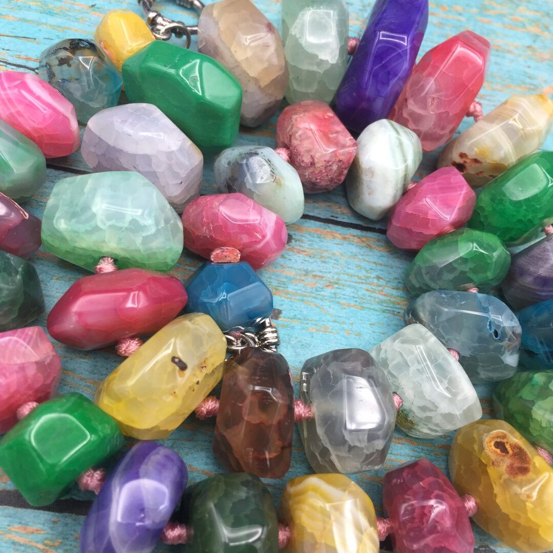 Colorful Dyed Real Stone Collectible Necklace - Etsy