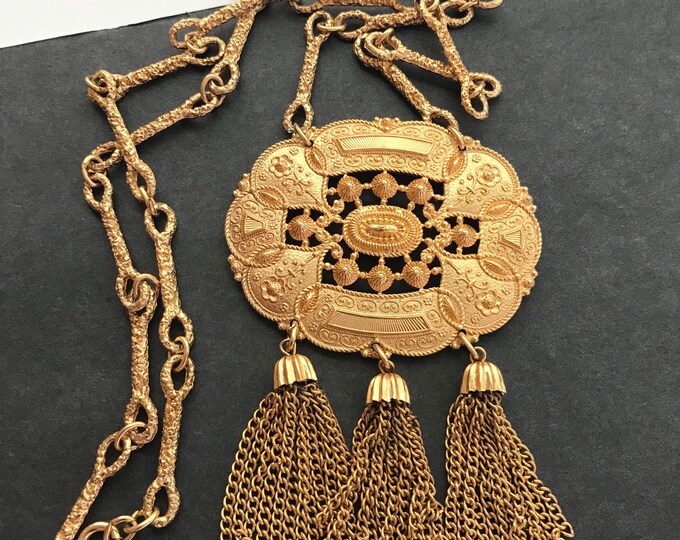 GOLDETTE Unsigned Gold Tone Metal High End Designer Collectible Pendant ...