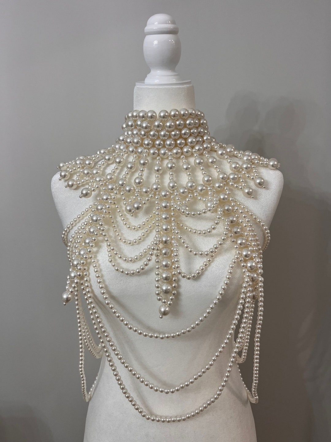HUGE Vintage Faux Pearl Multi-strand Beaded Necklace, Theater Costume ...